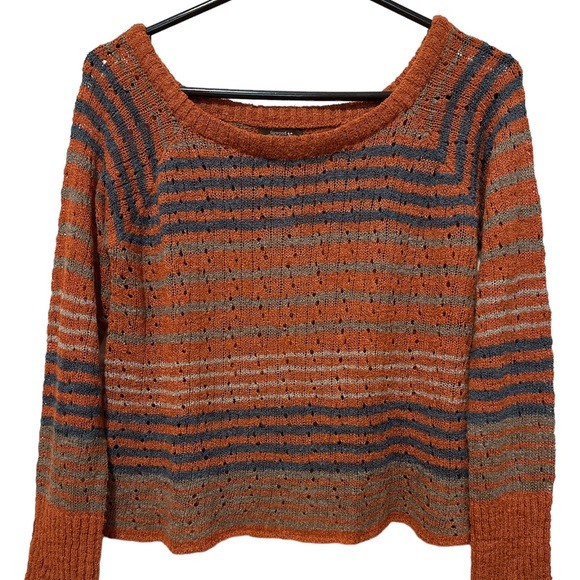 figwood | Sweaters | Figwood Striped Orange Slate Blue Sweater Size Sm ...
